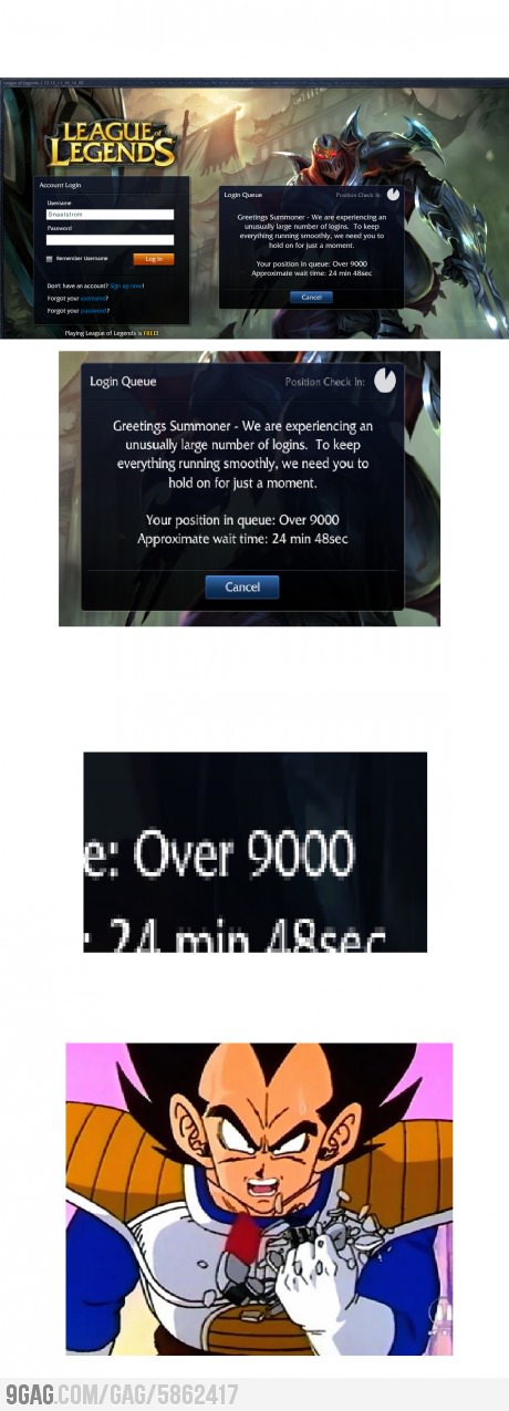 vegeta, what does the scouter say about the login queue?! - Meme by RelyonReality :) Memedroid