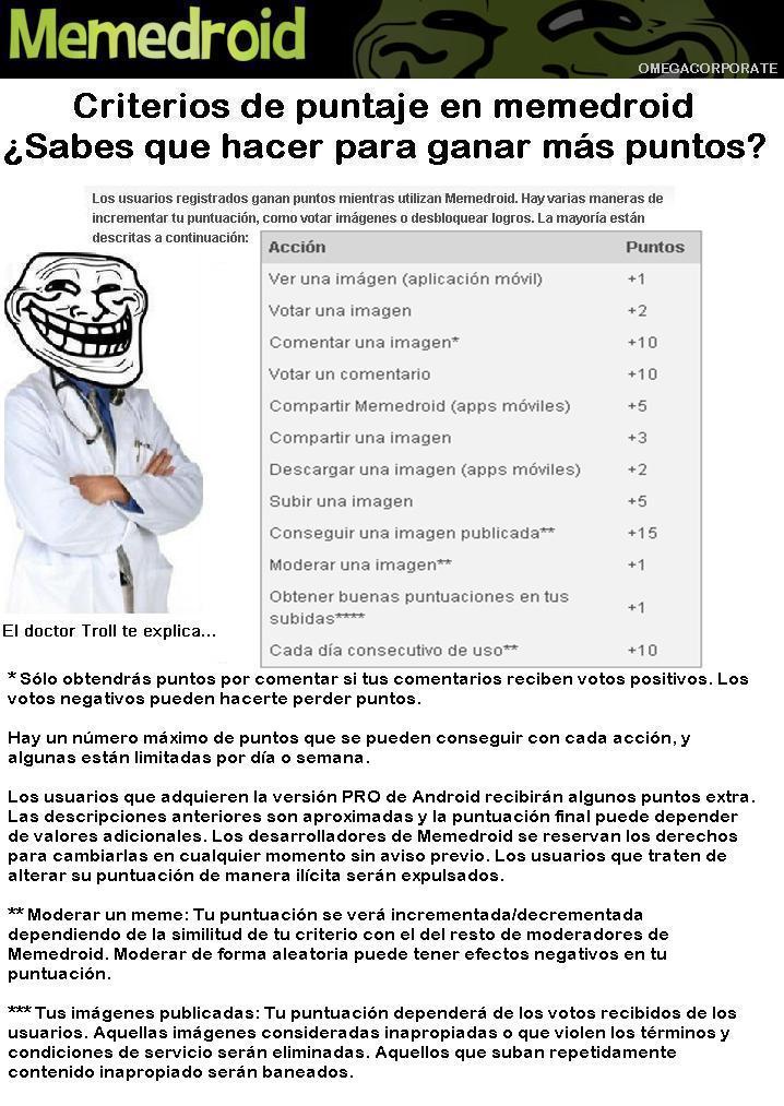 Puntajes en memedroid, el doctor Troll te explica... - Meme subido por ...