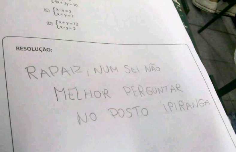 melhor resposta da prova - Meme by Laah :) Memedroid